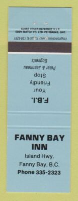 Matchbook Cover - Fanny Bay Inn Fanny Bay BC WEAR | eBay