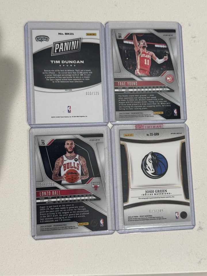 NBA Card Lot Trae Young/Tim Duncan/Lonzo Ball/Josh Green Auto | eBay