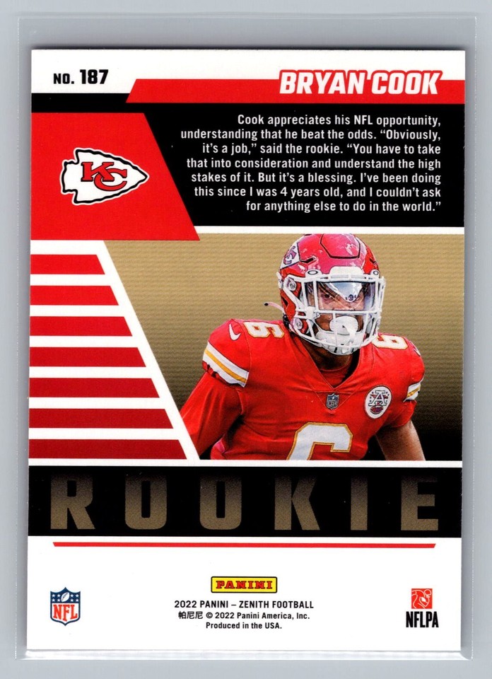 Bryan Cook 2022 Zenith #187 Retail Kansas City Chiefs RC Rookie C10 | eBay