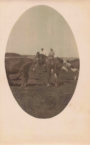Antique 1908 RPPC Western Cowboys Cattle Ranching-Real Photo Postcard ...