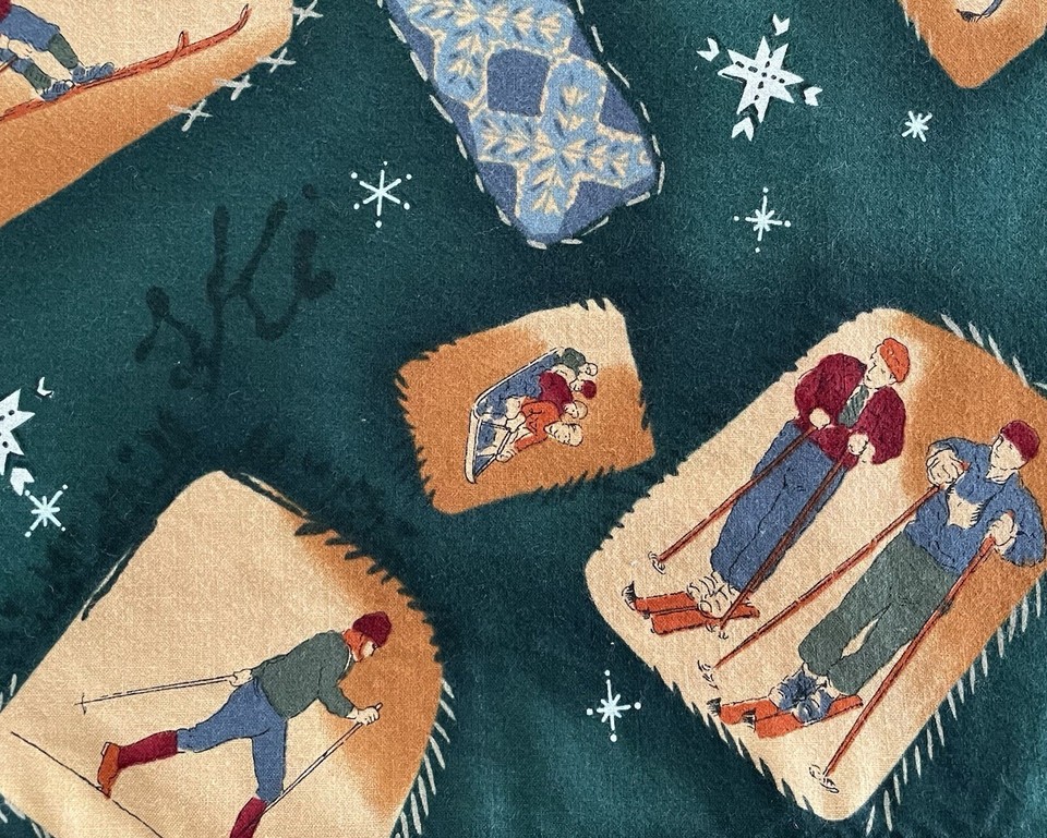 2 Yards ALEXANDER HENRY QUILT FABRIC 100% COTTON "SKI" Skiing Sledding ...