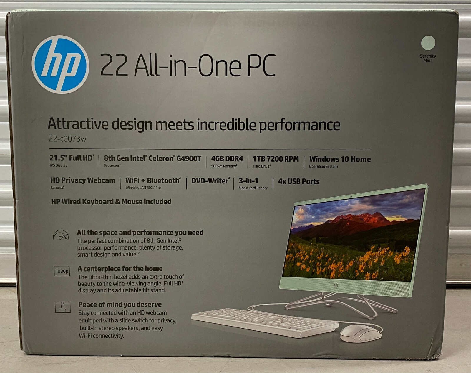 HP 22-C0073W All-in-one PC 22" Intel Celeron G4900t 4GB RAM 1TB HDD ...