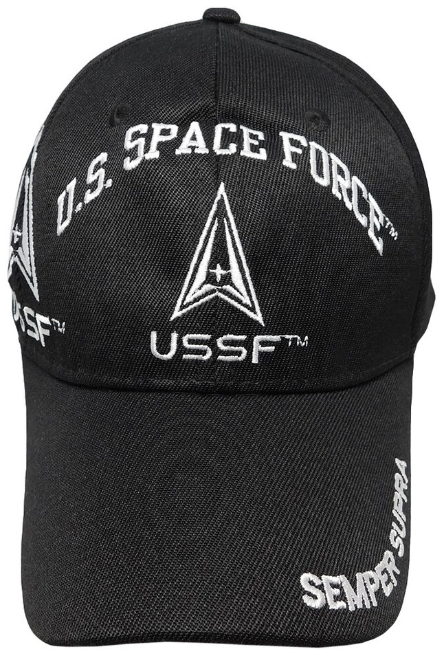 Black US Space Force Logo Cap USAF USSF Adjustable Hat OFFICIALLY ...