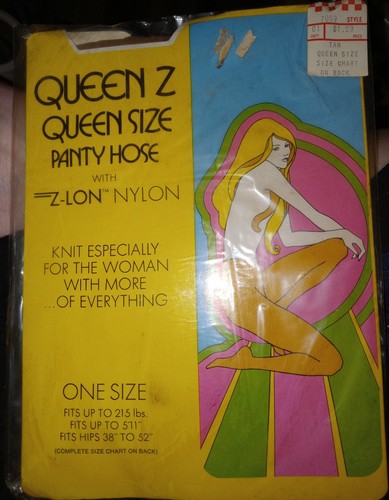 Vintage Pantyhose Queen Z Nylon One Size 1970s Full Width Panel Zayre ...