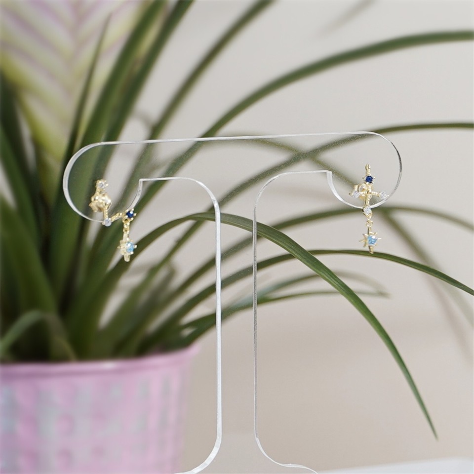 Sterling Silver CZ Big Dipper Blue Polaris Star Cross Climber Drop ...