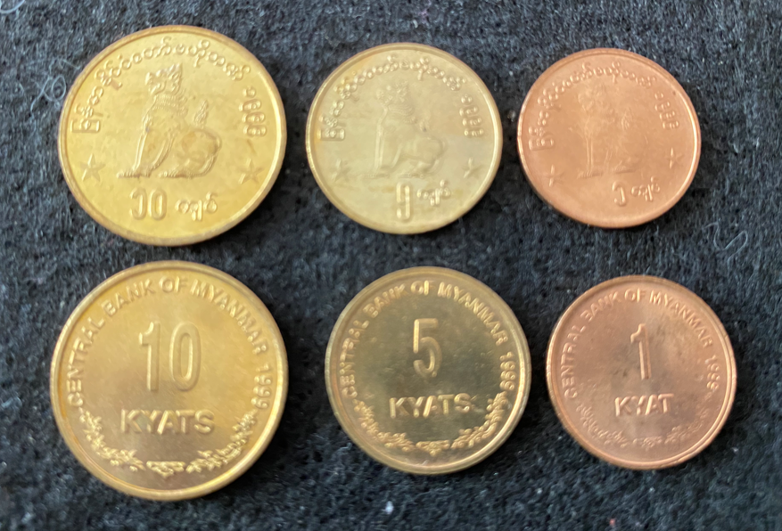 Myanmar 3 Coins Set 1, 5, 10 Kyat World Coins | eBay