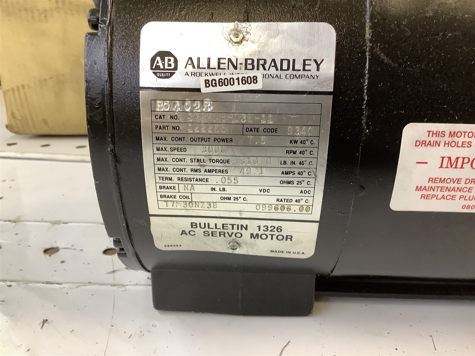 Allen Bradley 1326AB- C3E- 11 AC Servo Motor | eBay