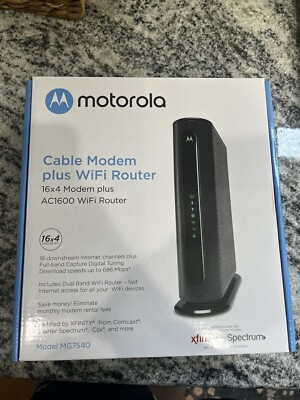 Motorola MG7540 16x4 Cable Modem Plus AC1600 WiFi Router | eBay