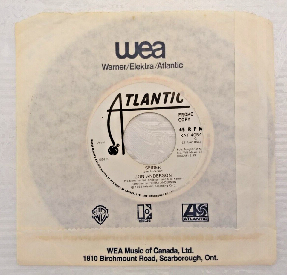 Jon Anderson: Surrender b/w Spider 7-inch single (Canadian promo ...