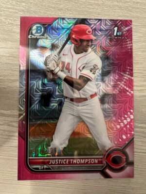 2022 Bowman Chrome Justice Thompson #BCP-59 1st Rookie Pink Mojo ...