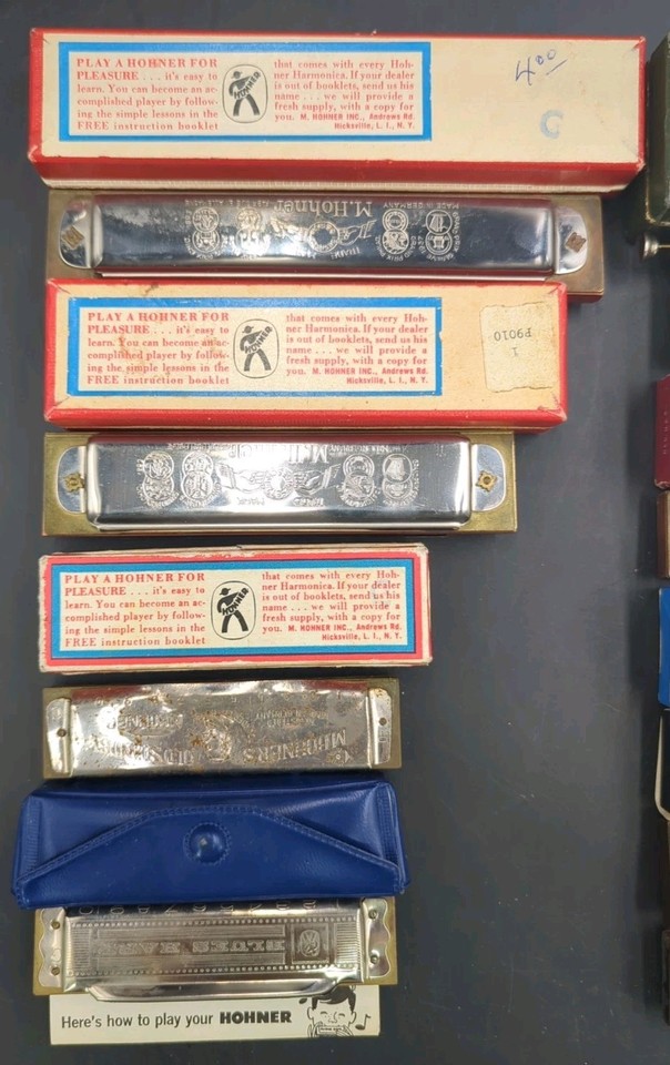 Harmonica Lot Of 9 Vtg M. HOHNER, Bluesband, Warbler, Chromatic Koch-H ...