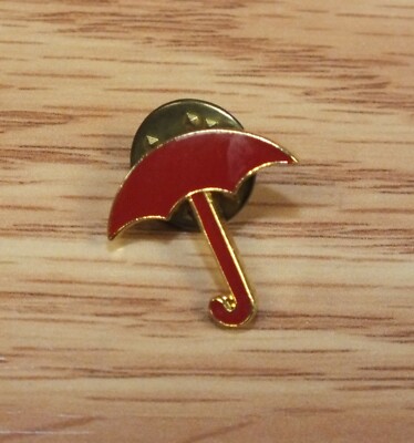 Unbranded Red & Gold Tone Collectible Small Umbrella Pin / Lapel **READ ...