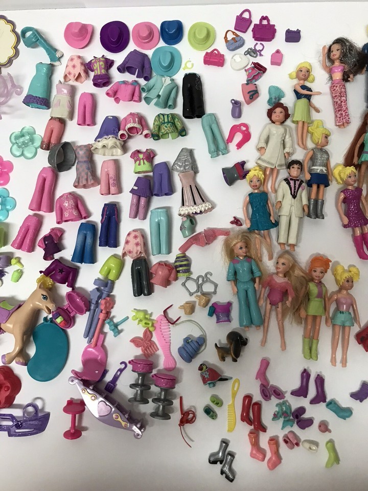 Huge Vintage Polly Pocket Bluebird Mattel Lot 120+ Items Cases Dolls ...
