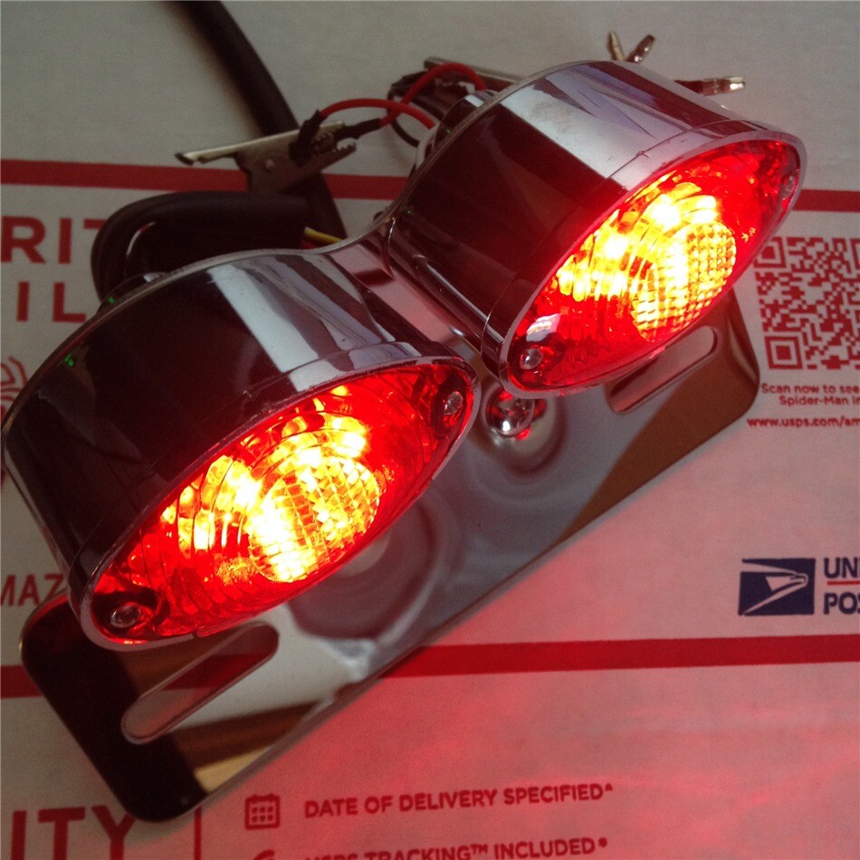 Motorcycle Rear Brake Stop Light License Plate Bracket LED Custom Tail ...