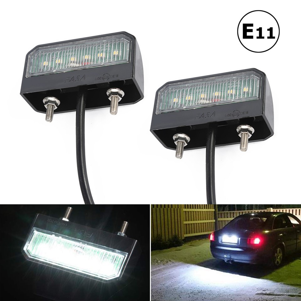 2x Waterproof Universal 6 LED License Number Plate Light Car Lorry ...