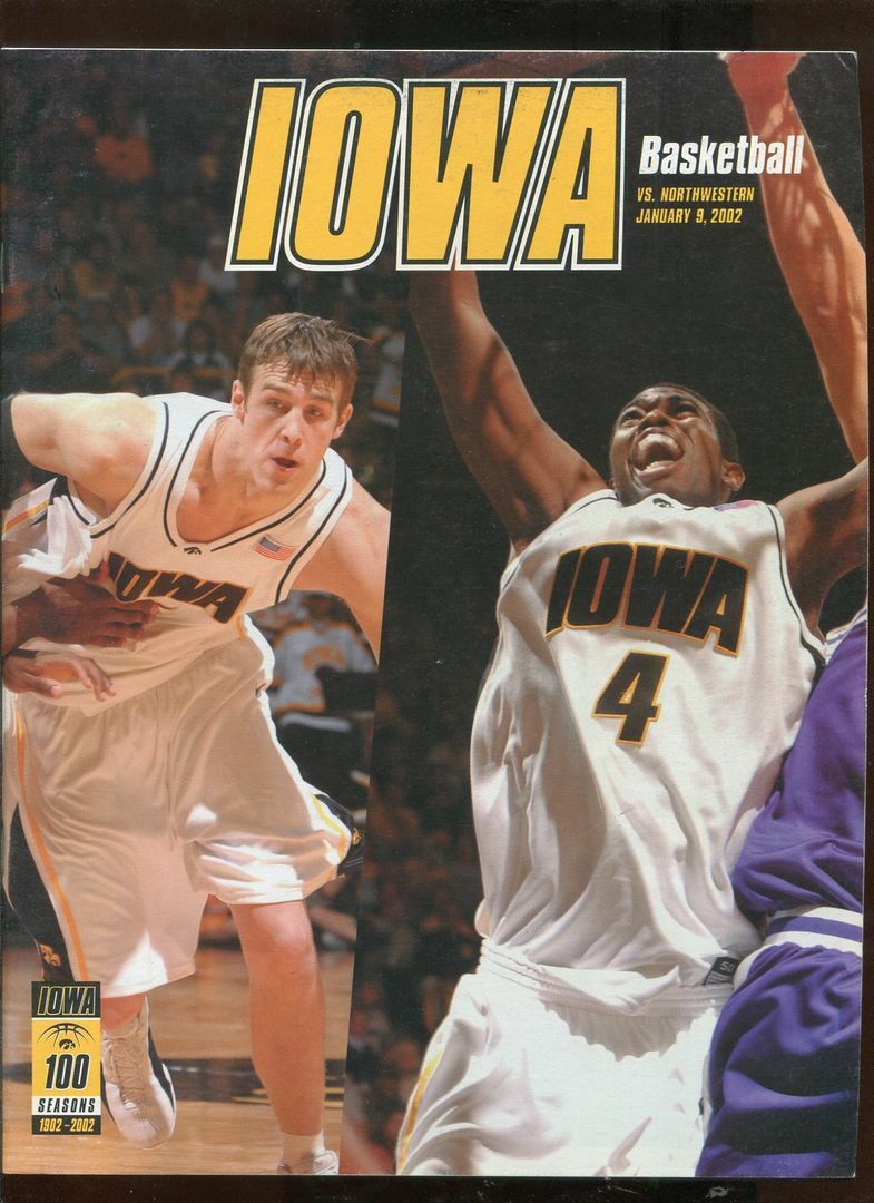 College Basketball Program Iowa Hawkeyes - 2002 - 1/9 Northwestern NCAA ...