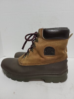 SOREL KAUFMAN CANADA BROWN LEATHER FELT LINERS WINTER SNOW ANKLE MENS ...