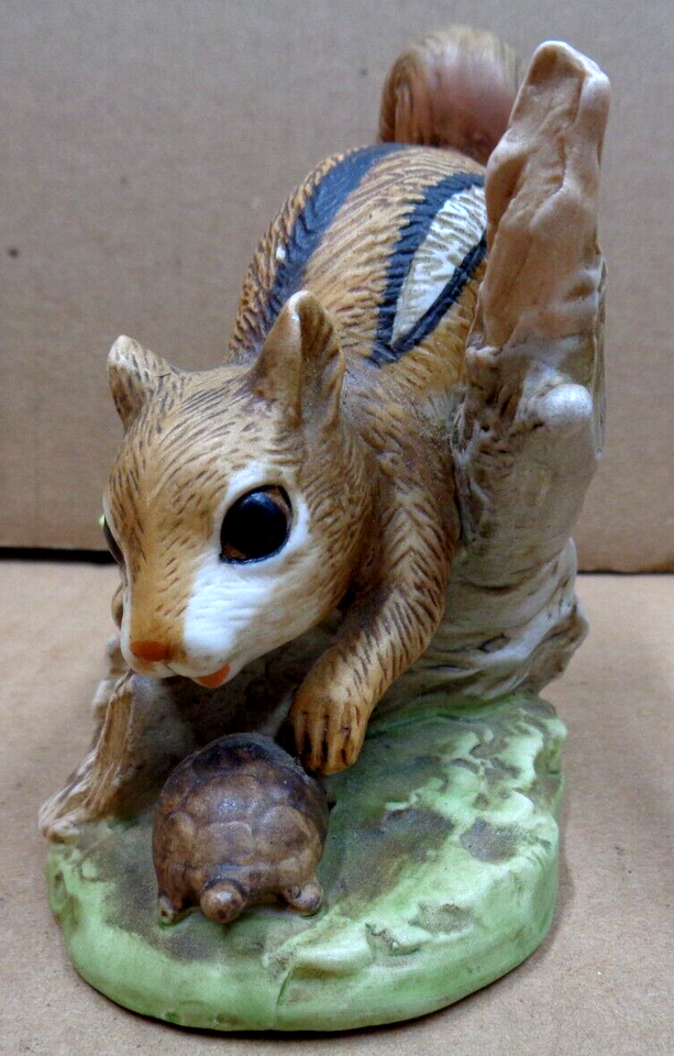 Vtg HOMCO Home Interior SQUIRREL on a Log Figurine 4 1/4" H x 4" L | eBay
