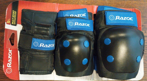 Razor Kids Adjustable Pad Set Elbow Knee Pads Wrist Guards Ages 5+ Blue ...