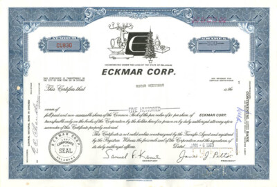Eckmar Corporation - Stock Certificate - General Stocks | eBay