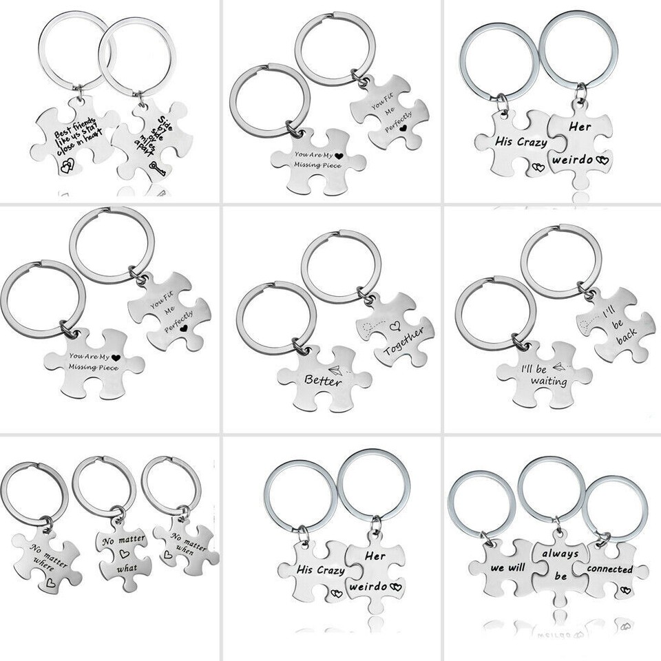 Stainless Steel Key Chain Set Puzzle Couple Best Friends Boyfriend ...