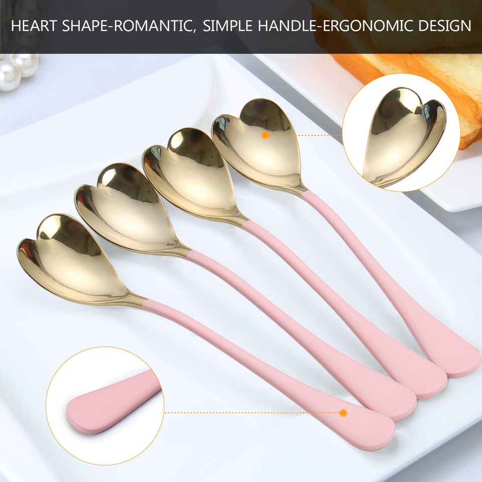 Dessert Spoons Heart Shaped Spoons 18/10 Stainless Steel Spoon Set 6.7 ...