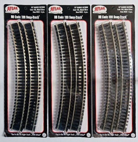 ATLAS HO LOT of 18 code100 18" RADIUS SNAP TRACK Free shipping too | eBay
