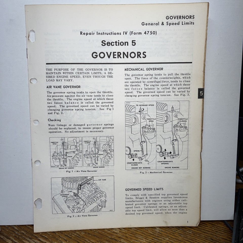 Briggs & Stratton Repair Instructions form MS-4750 Governors | eBay