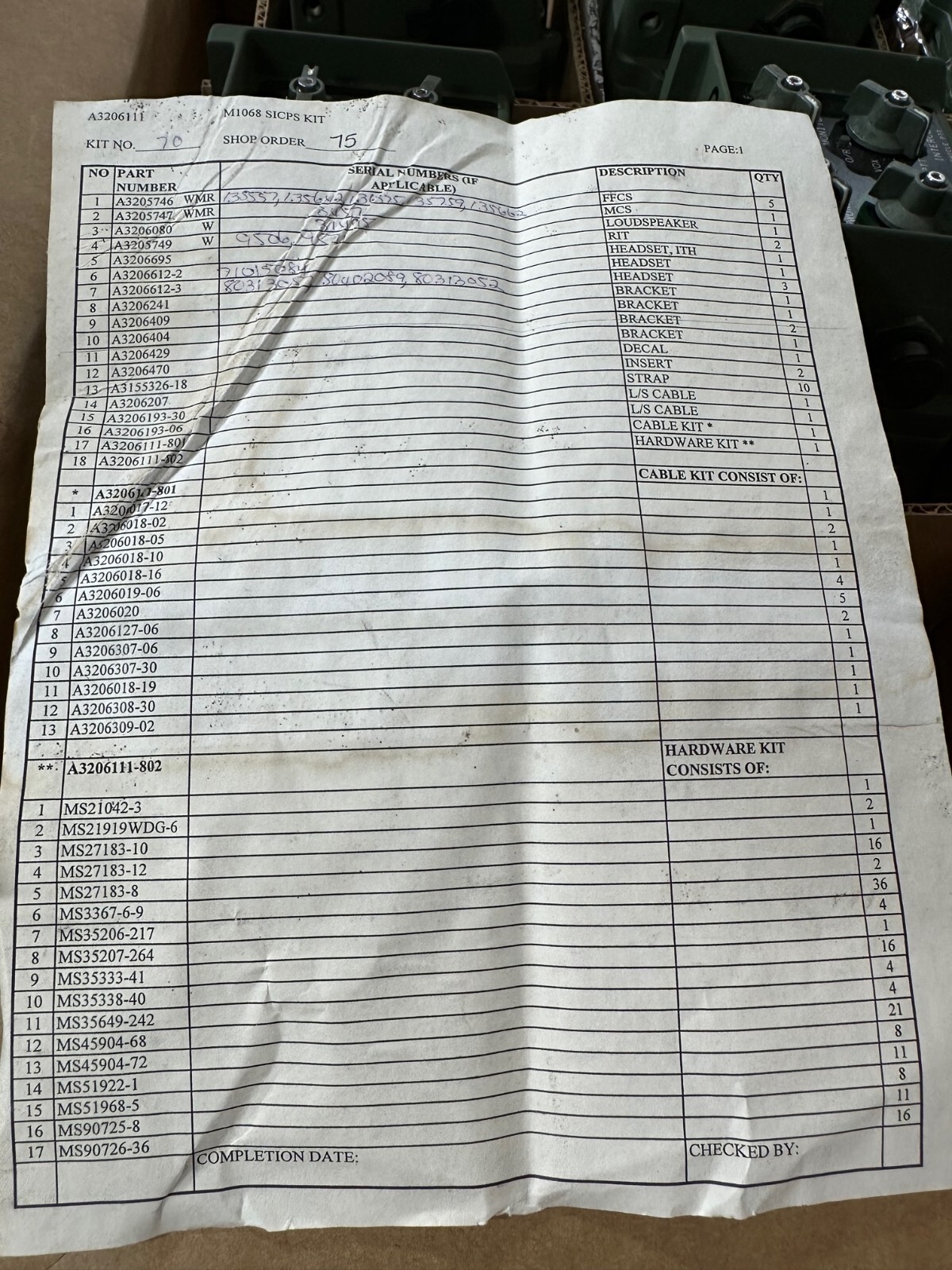 VIC-3 INTERCOM KIT NOS 5 CREW MCS FCCS HMMWV HUMVEE LMTV M1068 M998 ...