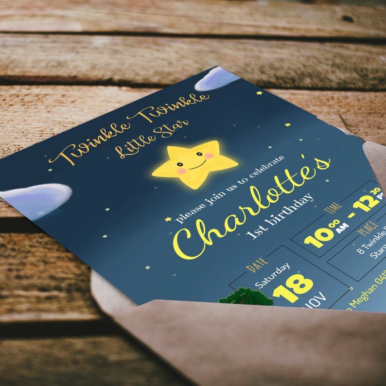 Twinkle Twinkle Little Star Birthday Invitation The Sweetest Twinkle