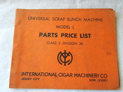 Universal Scrap Bunch Machine(International Cigar Machinery)1931 | eBay