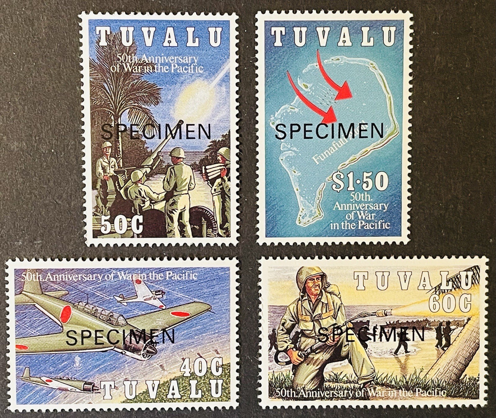 TUVALU WORLD WAR II IN THE PACIFIC 50TH ANNIV STAMPS SET 1993 MNH WWII ...