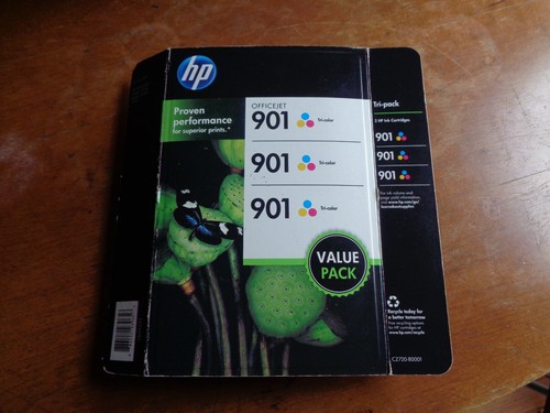 HP Office Jet 901 Tri-Color Ink Cartridge 3 pack New Sealed expired ...