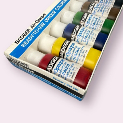 Badger Air-Opaque Primary Set 701 Colorfast Air Brush Paint Colors 7 ...