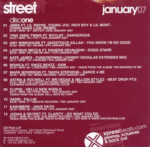 CD Pool Street January 2007 UK 24 Track Promo Double CD 2Pac, Gwen ...