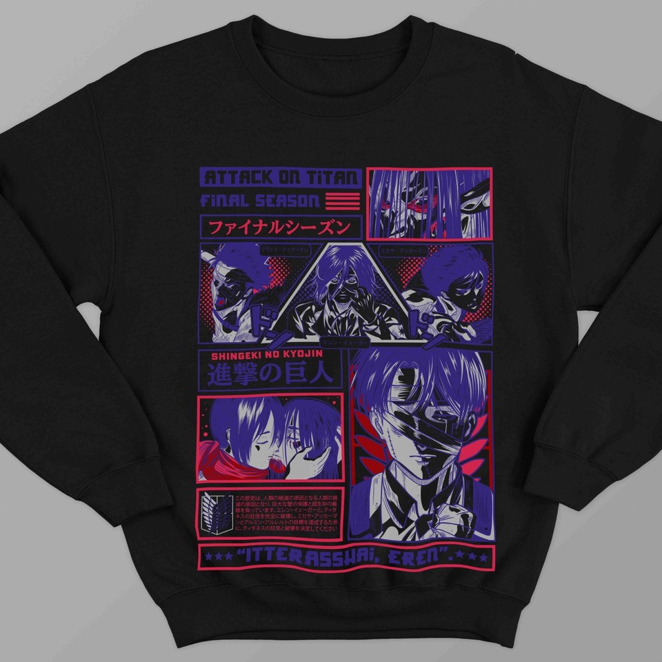 Attack On Titan Sweatshirt Levi Sweater Eren AOT Mikasa Anime Unisex ...