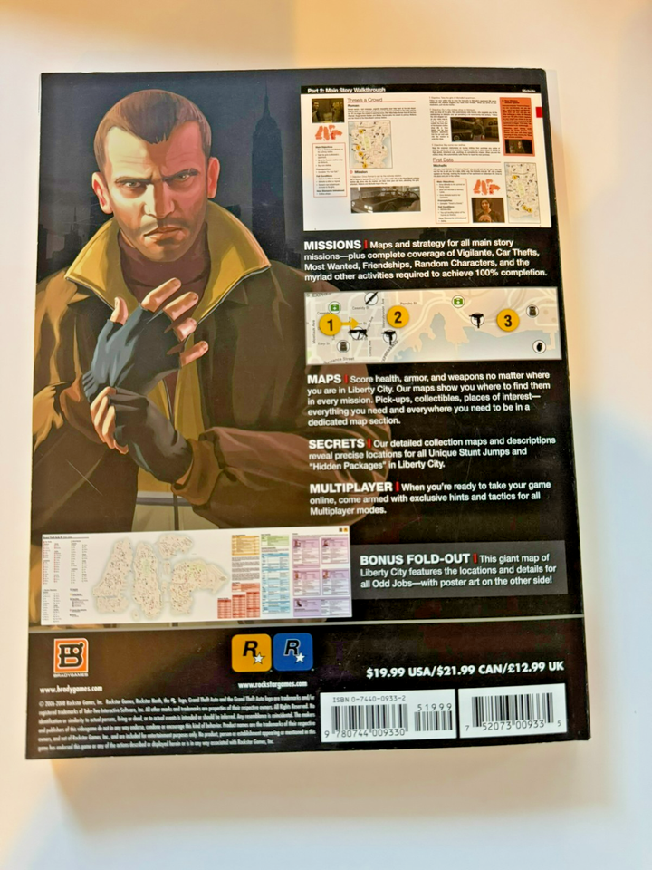 Grand Theft Auto IV 4 GTA IV Strategy Guide Brady Games Complete W/ Map ...