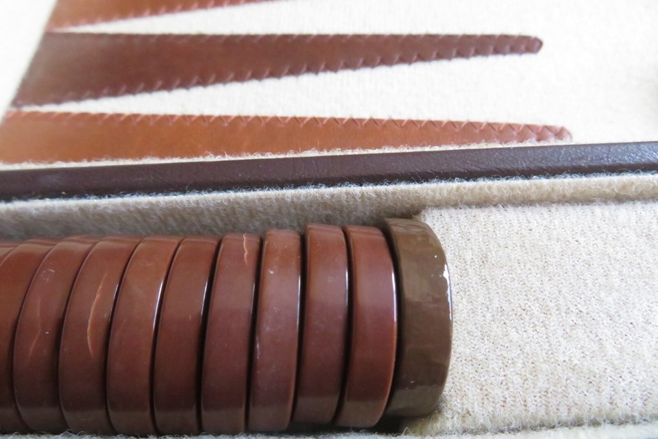 VINTAGE Backgammon Set Board *VIDEO* Game w/Wooden/Faux Leather/Felt ...