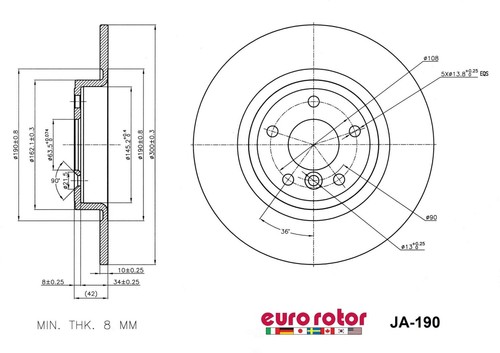 Disc Brake Rotor-Ehc Premium Brake Rotor Rear Eurorotor JA-190 | eBay