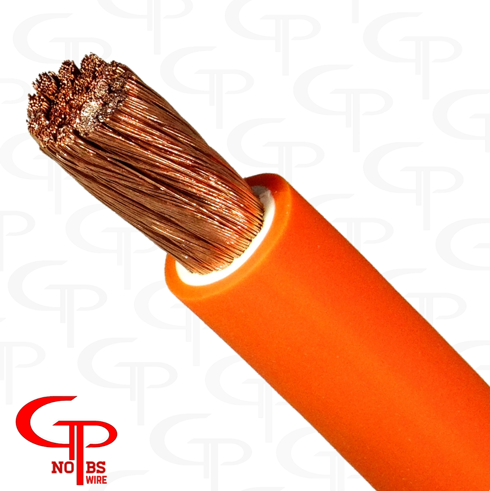 50 ft TRUE AWG 1/0 Gauge OFC COPPER Power Wire ORANGE Ground Cable GP ...