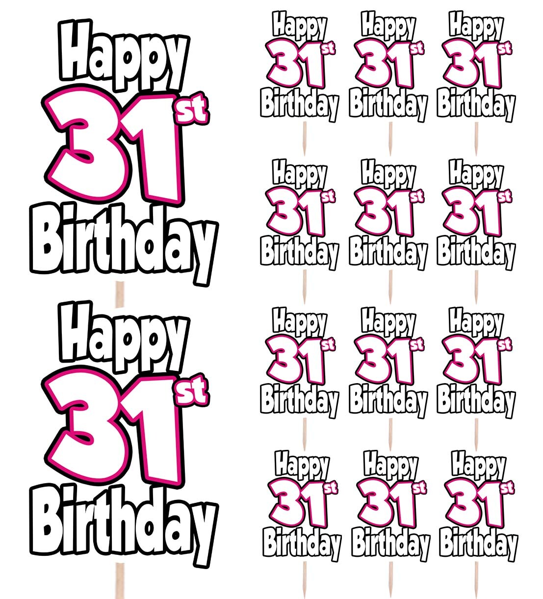 31st Birthday Number Cupcake Party Food Cake Toppers Decorations Picks ...