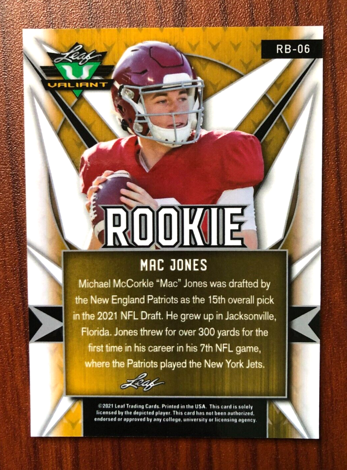 2021 Leaf Valiant MAC JONES Holo Green Refractor Rookie Card #6 RC /150 ...