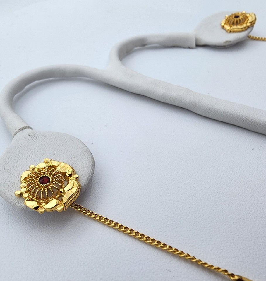 20k .833 Gold Red Enamel Cannetille India Threader Earrings Au 2302 | eBay