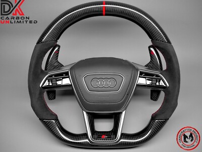 Audi RS6 RS7 C8 etron GT Red Ring Alcantara Small Gloss Carbon Steering ...