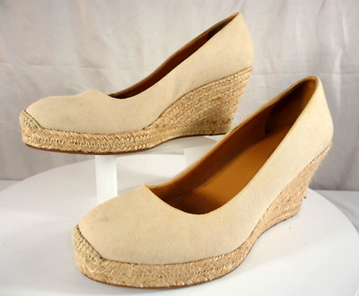 J. Crew Factory Seville Canvas Espadrille Wedges Beige Women's Size 10. ...