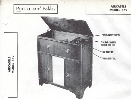 1949 Aircastle 572 Console Radio Phonograph Photofact Manual Spec Sheet ...