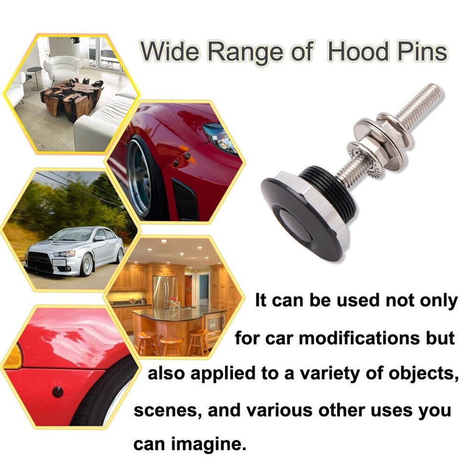 4pcs Black Push Button Hood Lock Quick Release Car Bumper Pin Bonnet ...