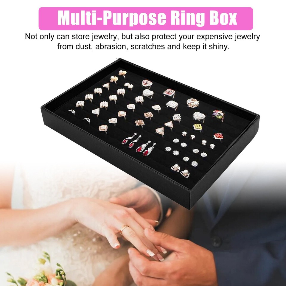 2× Jewelry 100 Slots Ring Display Organizer Tray Holder Earrings ...