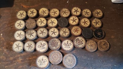 ANT WOOD CHECKERS PIECES MAHOGANY? CHECKERBOARD CANADIAN DRAUGHTS | eBay