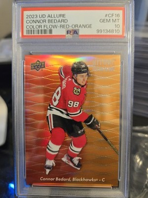 2023 UD ALLURE #CF-16 CONNOR BEDARD COLOR FLOW RED/ORANGE ROOKIE PSA 10 ...